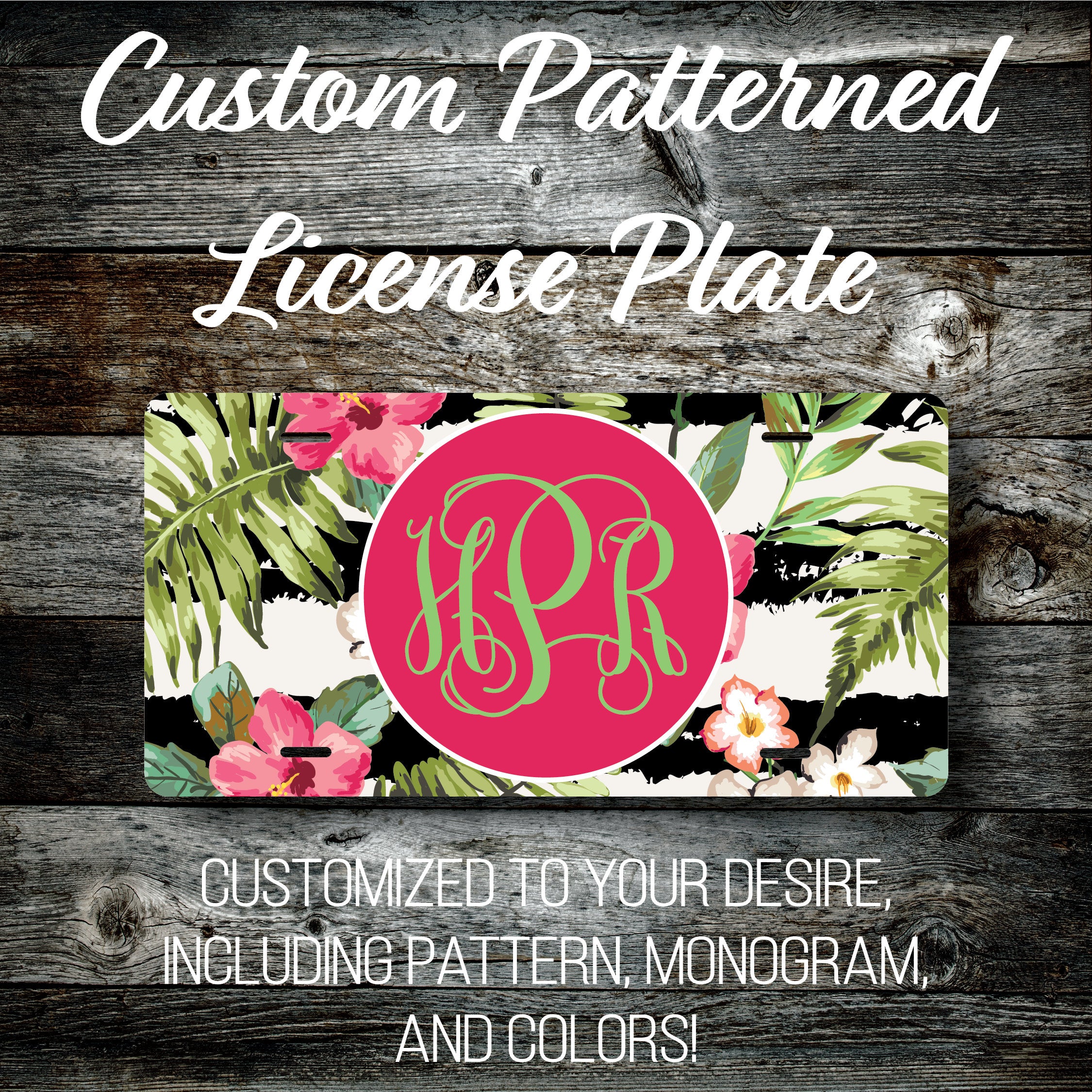 Personalized Monogrammed Custom License Plate (Pattern #263), Car Tag ...